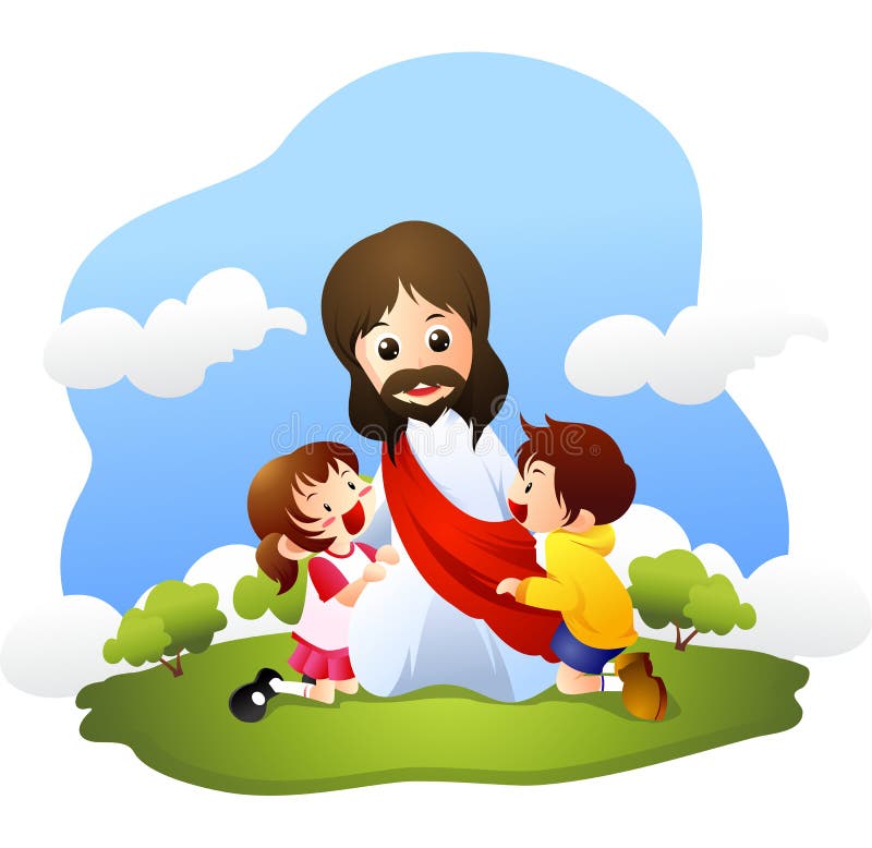 Jesus Com Crianças Pequenas Ilustração do Vetor - Ilustração de ...