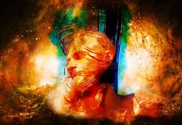 Jesus on the Cross in Cosmic Space. Fire Effect. Stock Image - Image of ...