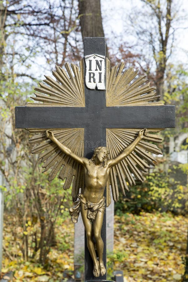 Jesus on the Cross with INRI Sign Stock Photo - Image of face, lover ...