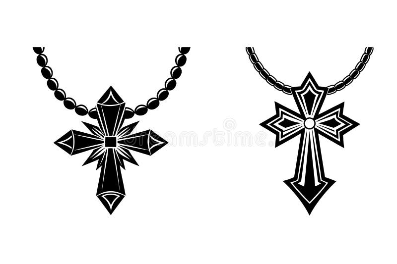 Jesus Cross Neckless Vector Art Illustration Two Icon Set Stock ...