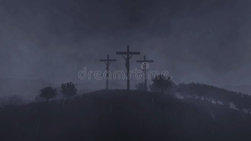 Jesus on Cross, Time Lapse Sunrise, Raining Stock Video - Video of ...