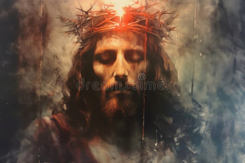 Jesus with a Crown of Thorns Stock Illustration - Illustration of ...
