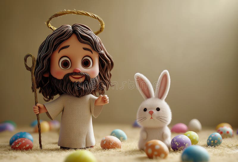 Jesus with Easter bunny stock photo. Image of smiling - 363278186