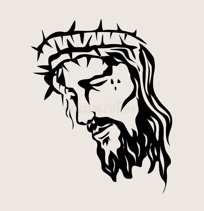 Jesus Face Sketch, Diseño Del Vector Del Arte Ilustración del Vector ...