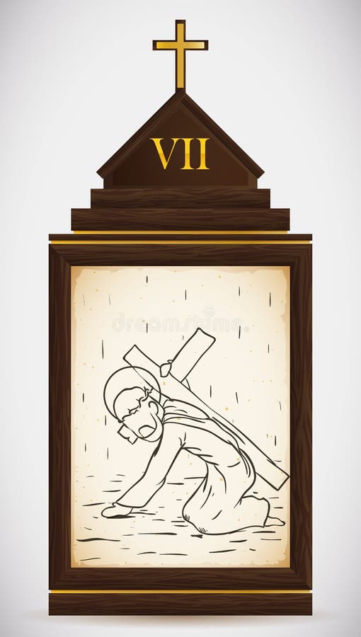 Jesus Falls the Second Time, Vector Illustration Stock Vector ...