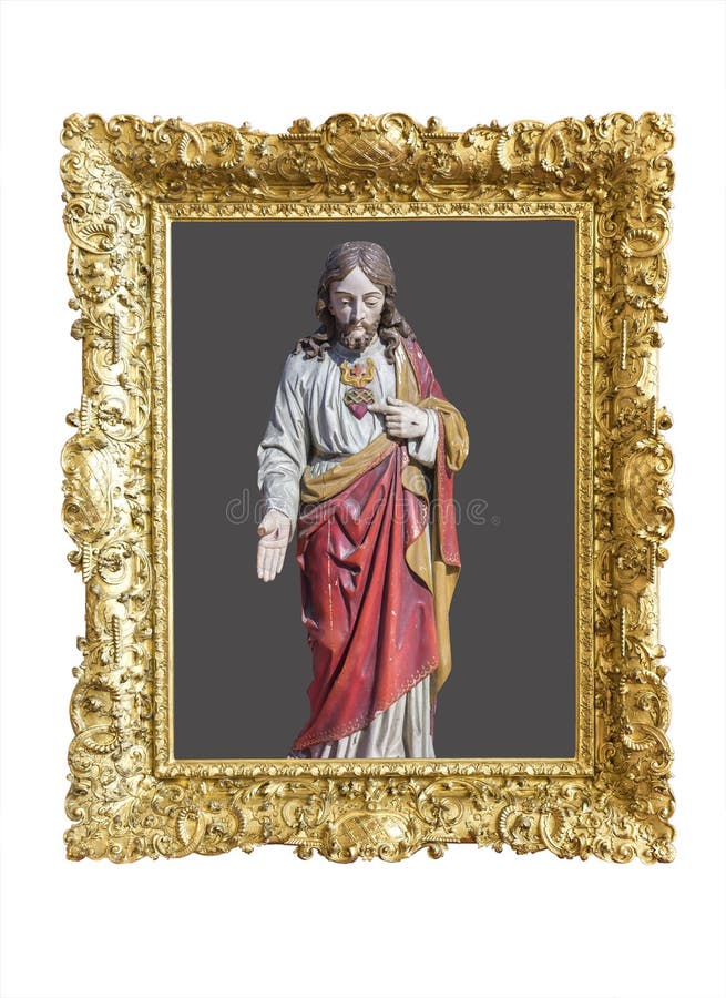 Jesus in the golden frame stock illustration. Illustration of style ...