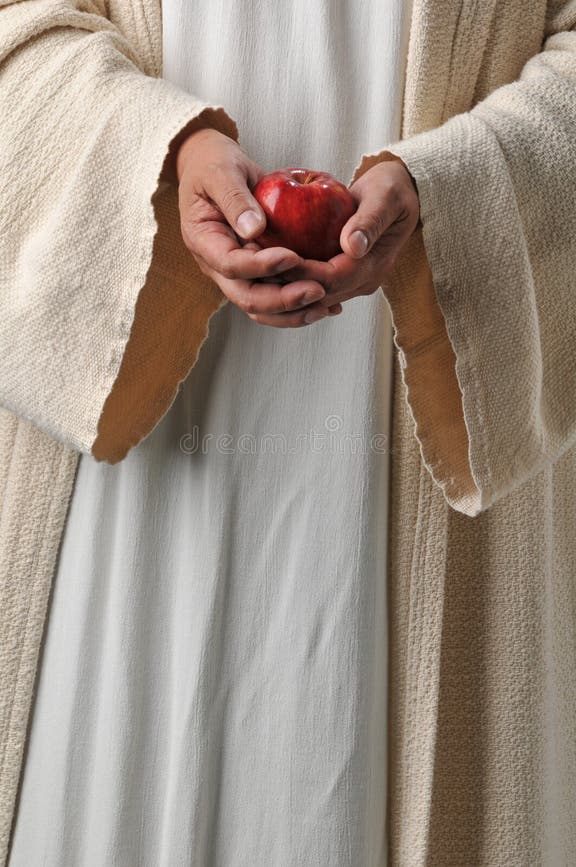 Jesus Hands Holding an Apple Stock Image - Image of jesuschrist, apple ...