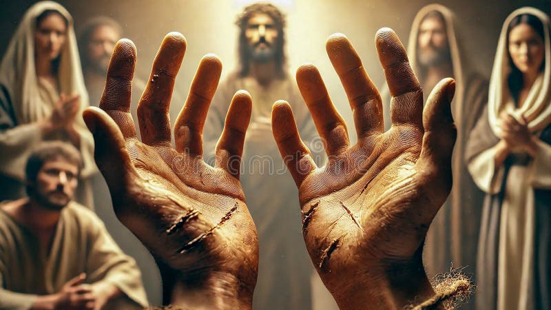 Jesus Hands Post-resurrection, Showing Scars with Significant Detail ...
