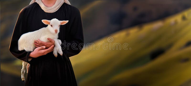 Jesus holding baby lamb stock photo. Image of christians - 322437804