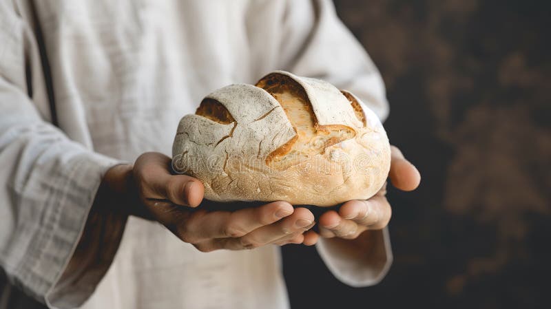 Jesus Christ Holding the Bread. Stock Illustration - Illustration of ...