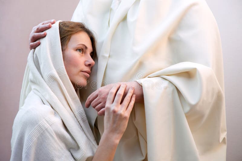 Jesus Hugging a Praying Woman Stock Image - Image of human, angel ...