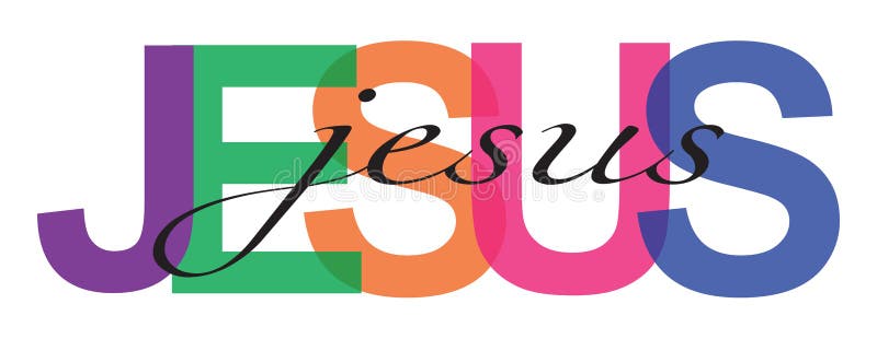 Jesus - letras coloridas ilustração stock. Ilustração de estudo - 218005783