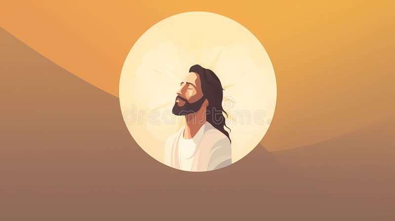 Jesus Looking Up in the Sky, Copy Space Stock Illustration ...