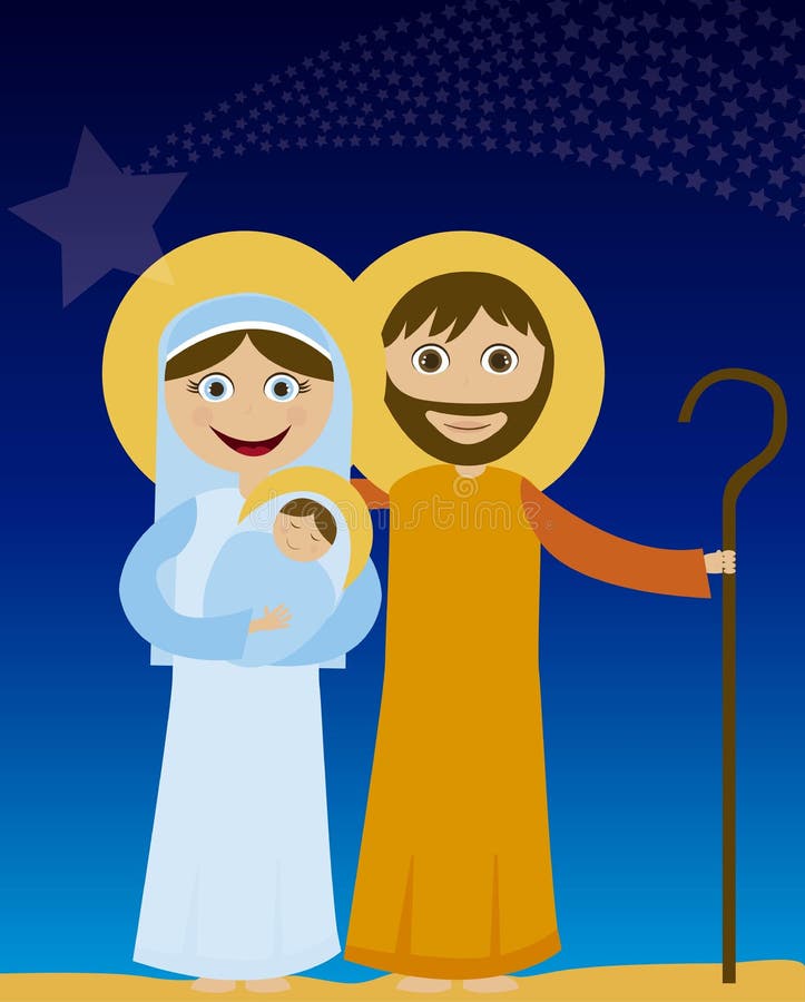 Behandla Som Ett Barn Jesus, Mary Och Joseph Vektor Illustrationer ...