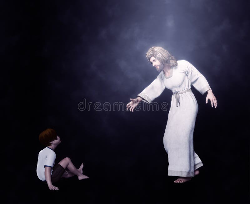 Jesus Met Een Kindillustratie Stock Afbeelding - Image of kind, bijbels ...