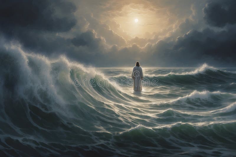 Jesus Walks on Water and Calms the Sea Stock Image - Image of holy ...
