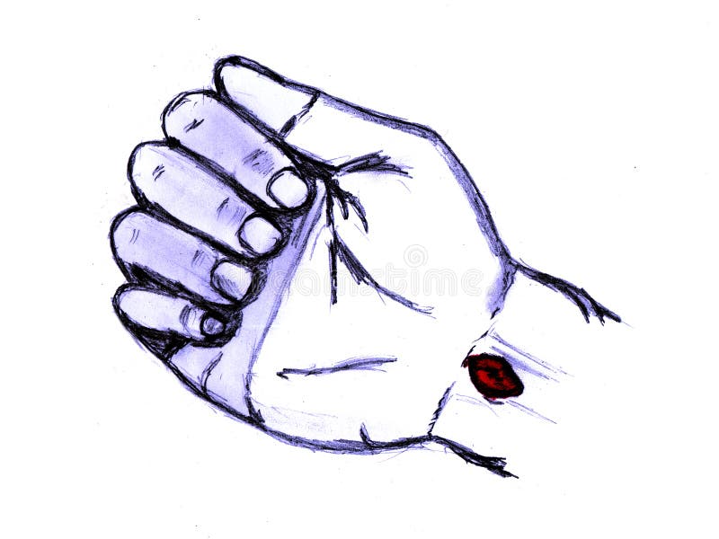 Jesus pierced hand (wrist) stock illustration. Illustration of religion ...