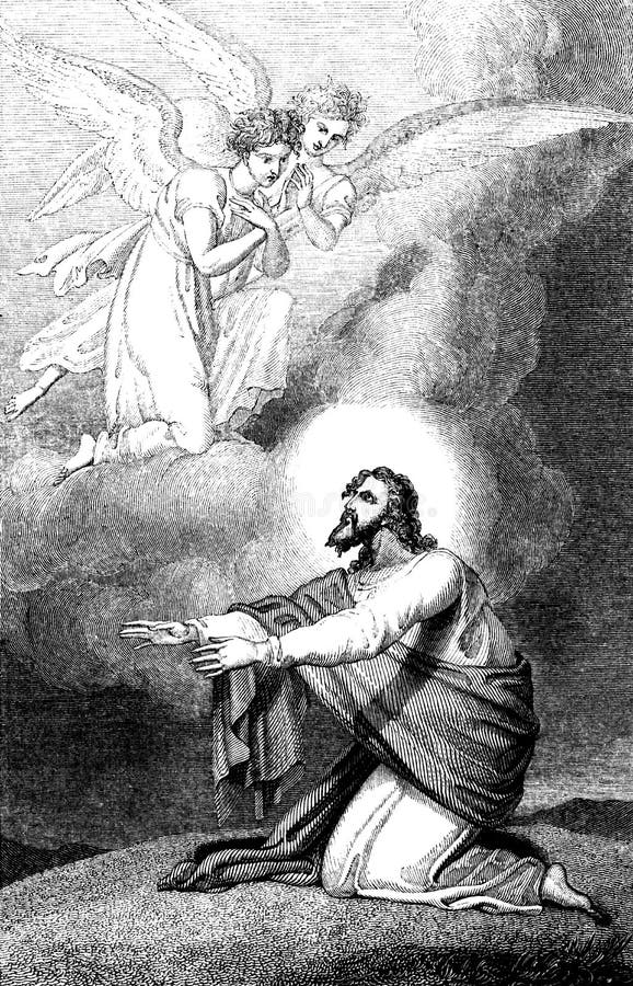 Jesus Que Reza No Monte Das Oliveiras Ilustração Stock - Ilustração de ...