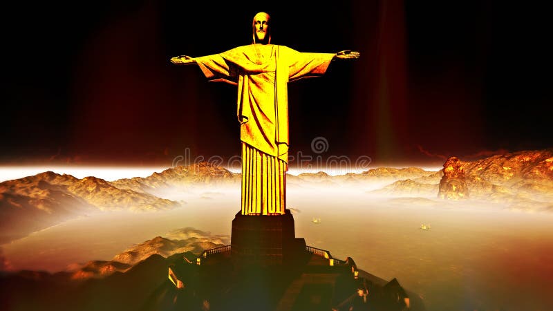 Jesus Redeemer Statue Isolated on White Background Editorial Stock ...
