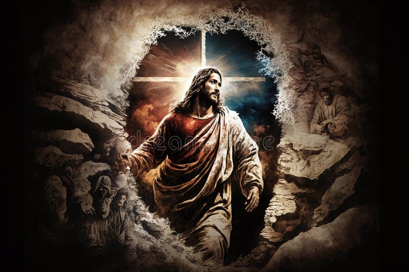 Jesus Resurrection Scene from the Bible, Oil Painting, Cave, Generative ...