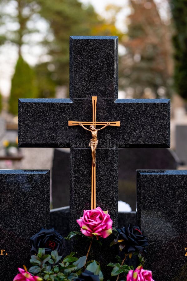 Jesus S Cross Tombstone in the Cemetery Stock Image - Image of grave ...