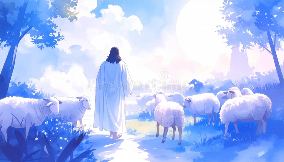 Jesus with sheep stock illustration. Illustration of resurrection ...