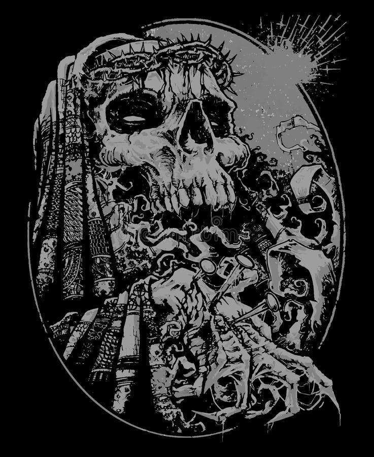 Jesus Skull Vector Tattoo Template Stock Vector - Illustration of ...
