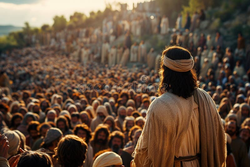 Jesus Speaking To a Crowd of People. Generative AI Stock Illustration ...