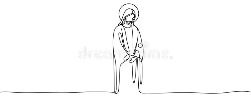 Jesus Christ Continuous One Line Drawing. Vector Illustration Stock ...