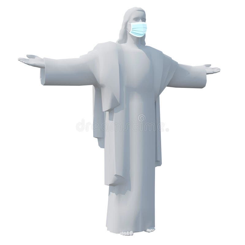 Jesus Statue with Surgical Mask Stock Illustration - Illustration of ...