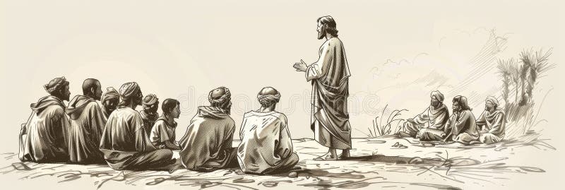 Jesus Teaching To His Disciples. Generative AI. Stock Illustration ...