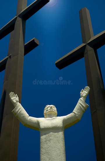 Jesus and three crosses stock photo. Image of light, religion - 441106