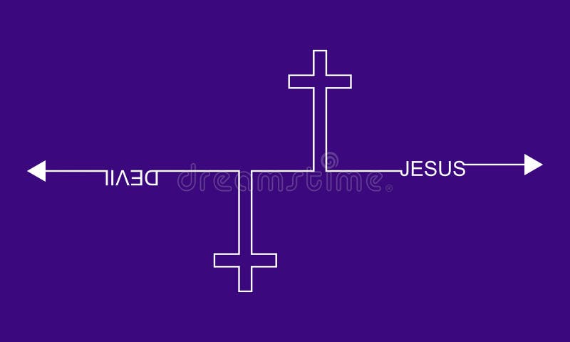 Gods and Satanic Thin Line Crosses with Way Arrows Stock Vector ...