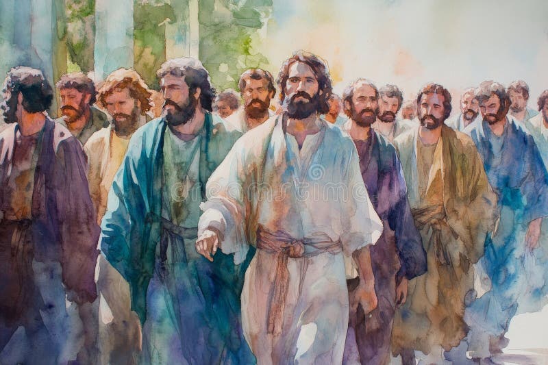 Jesus Walking among His Disciples, Offering Peace and Hope. the ...