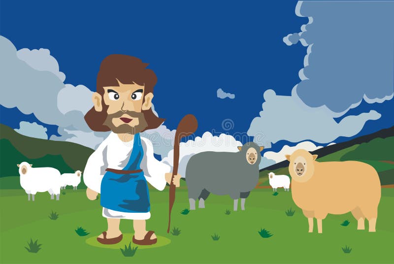 Jesus as a shepherd stock vector. Illustration of shepherd - 125695858
