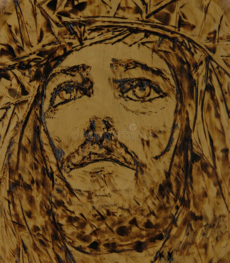 Jesus woodburning art stock illustration. Illustration of woodburning ...