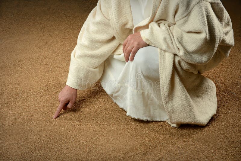 Jesus Writing in the Sand stock image. Image of life - 27448953