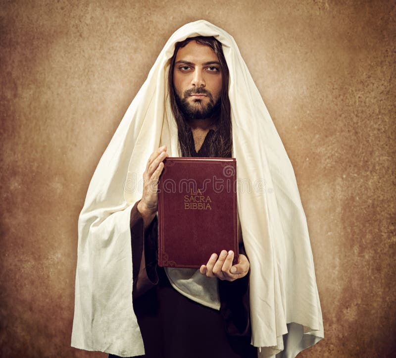 Jesus Zeigt Die Heilige Bibel Stockfoto - Bild von gott, verpflichtung ...