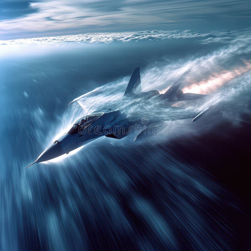 Jet Aircraft Flying at High Speed Above Clouds in Stunning Sky View Stock Image - Image of ...