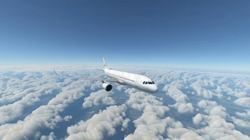 Jet Aircraft Navigates Cloudy Skies Soaring Through The Vast Expanse