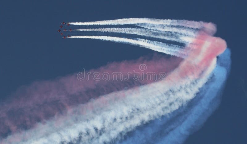 Jet Aircraft Streaming Smoke Stock Photo - Image of blue, team: 5230316