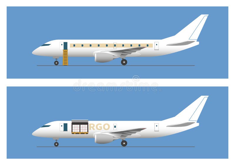 Jet Airliner and Cargo Aircraft Stock Vector - Illustration of ...