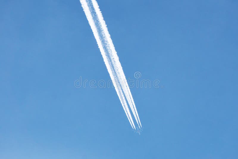 Jet of Airplane in the Blue Sky Stock Photo - Image of space ...