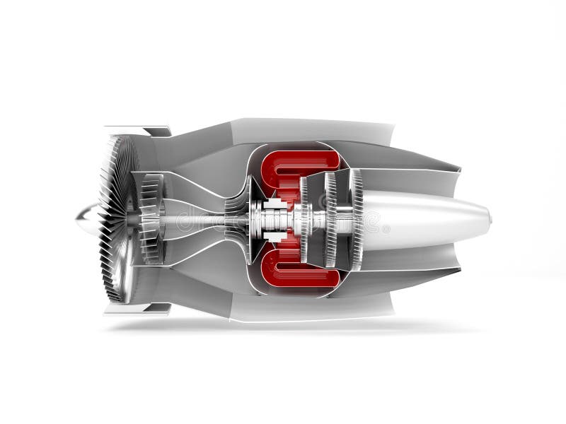 Jet Airplane Engine Cross Section Stock Illustration - Illustration of ...