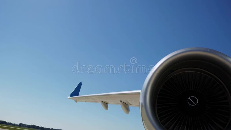 Jet Airplane Engine and Winglet Moving Closer, Highlighting Precise ...