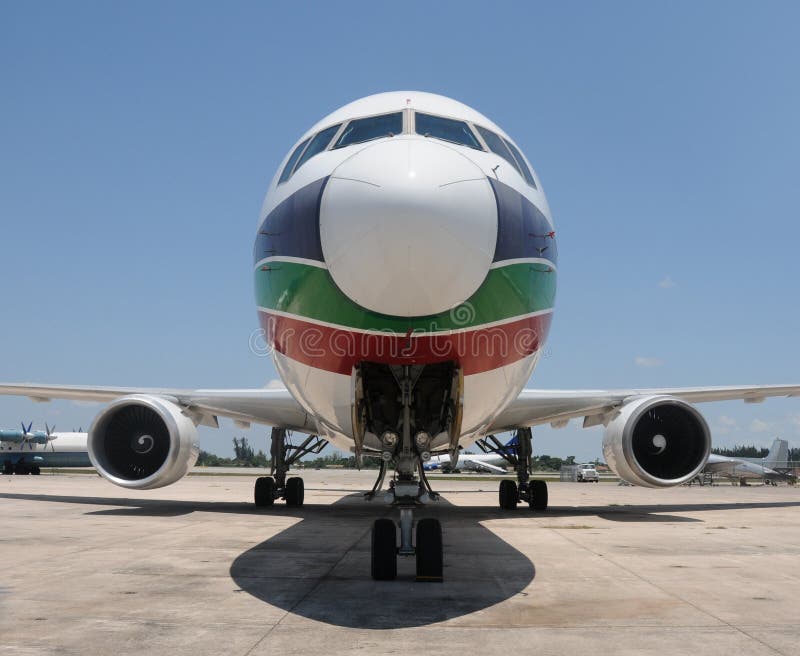 Jet airplane front view stock photo. Image of airplane - 19603404