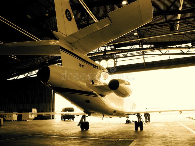 Jet airplane in hanger stock image. Image of construction - 7762467