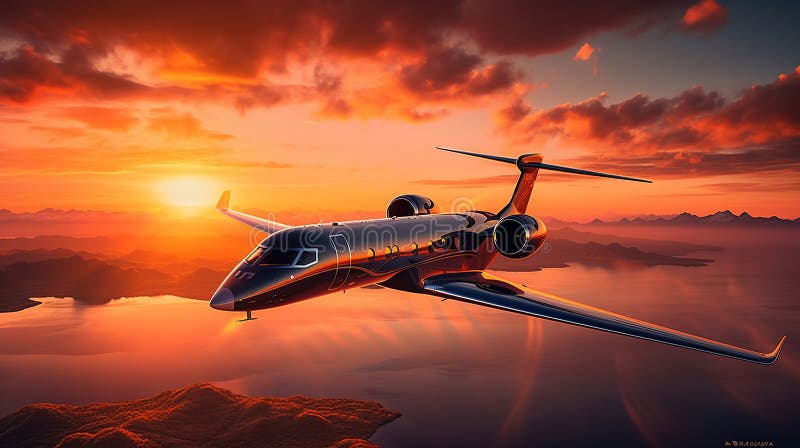 Jet Beautiful Sunset Day , Generated Ai Image Stock Illustration ...