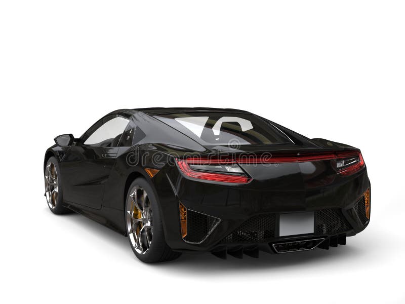 Jet Black Modern Sport Concept Car - Back View Stock Illustration ...
