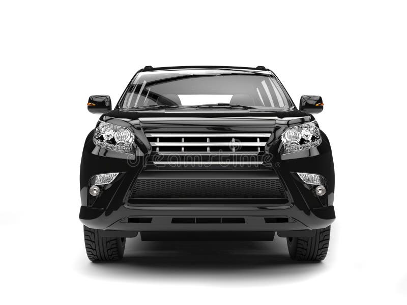 Jet Black Modern SUV - Front View Stock Illustration - Illustration of ...